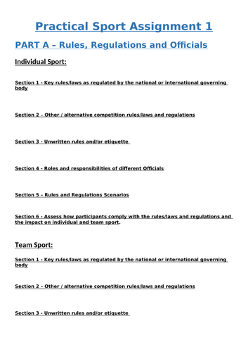 Unit 7 Practical Sports Performance Pack | Teaching Resources