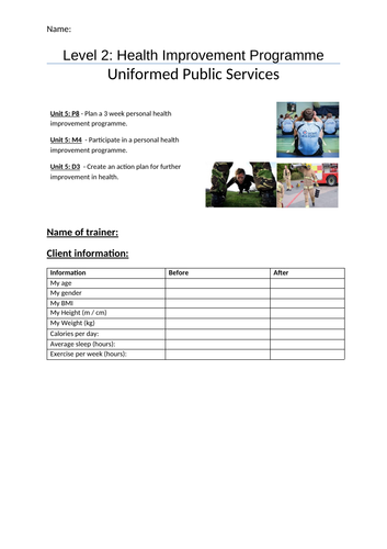 L2 UPS Unit 5 Health and Fitness Pack | Teaching Resources