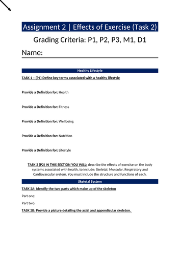 L2 UPS Unit 5 Health and Fitness Pack | Teaching Resources