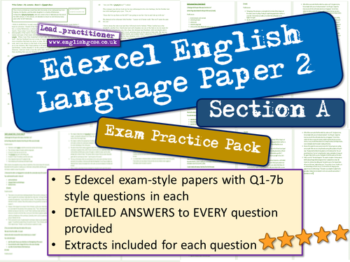 Edexcel English Language Paper 2 Section A | Teaching Resources