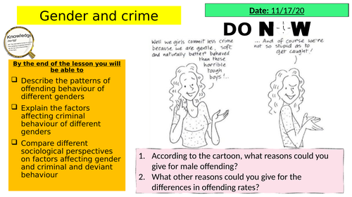 AQA GCSE Sociology: Gender and crime | Teaching Resources