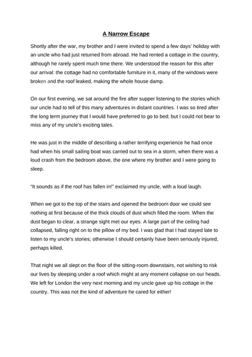 EAL/ESOL Reading Comprehension Lesson (Narrow Escape Story) | Teaching ...