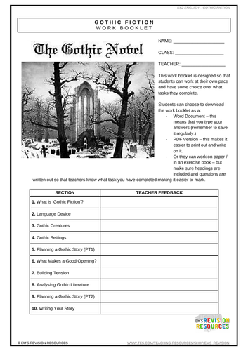 ENG | Gothic Literature Work Booklet | Teaching Resources