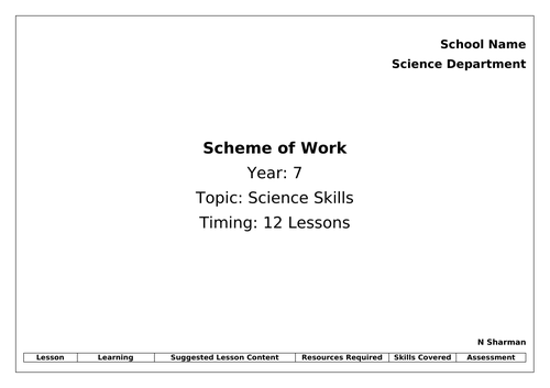KS3 Science Skills Scheme of Work | Teaching Resources