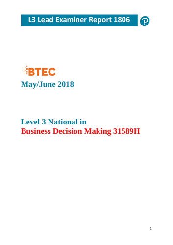 BTEC Level 3 - Unit 7 - Decision Making In Business | Teaching Resources BTEC Level 3 - Unit 7 - Decision Making In Business | Teaching Resources