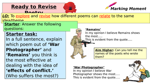 Comparison Poetry Prep 'Remains' and 'War Photographer' | Teaching ...