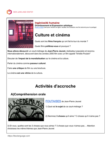 IB Ingéniosité humaine-Culture et Cinéma | Teaching Resources