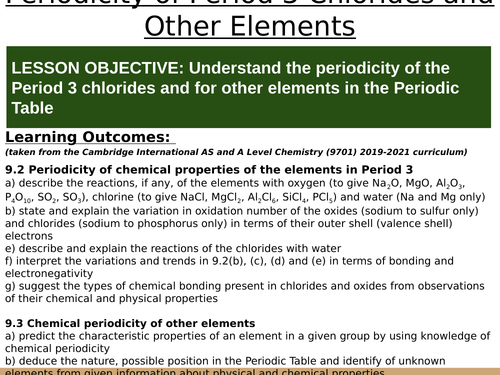 Inorganic Chemistry #3: Periodicity of Period 3 Chlorides and Other ...