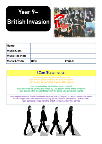 KS3 Beatles/British Invasion Scheme of Work [for non music classroom ...