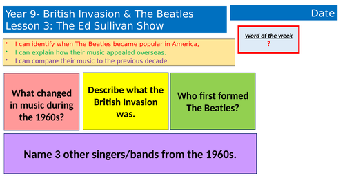 KS3 Beatles/British Invasion Scheme of Work [for non music classroom ...