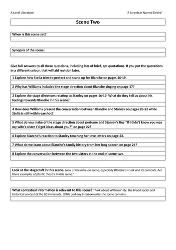 Guided Analysis of Scenes 1-10 of A Streetcar Named Desire | Teaching ...