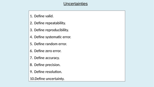 A level Physics - Practical skills - Uncertainty | Teaching Resources A level Physics - Practical skills - Uncertainty | Teaching Resources