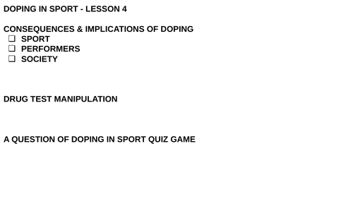 OCR A LEVEL PE - DOPING IN SPORT | Teaching Resources