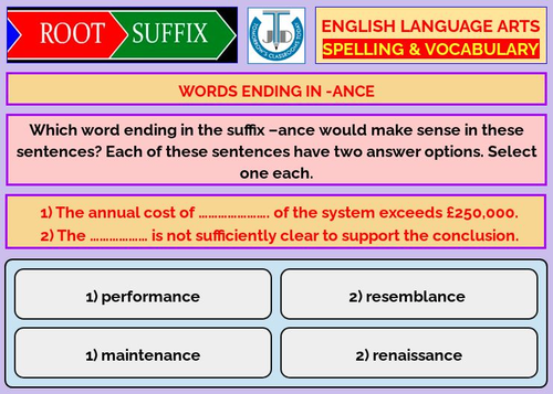SUFFIXES: WORDS ENDING IN -ANT, -ANCE, -ANCY: 32 BOOM CARDS | Teaching ...