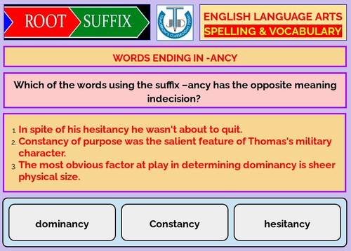 SUFFIXES: WORDS ENDING IN -ANT, -ANCE, -ANCY: 32 BOOM CARDS | Teaching ...