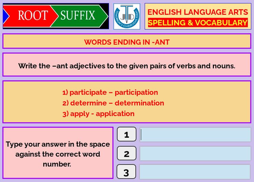 SUFFIXES: WORDS ENDING IN -ANT, -ANCE, -ANCY: 32 BOOM CARDS | Teaching ...