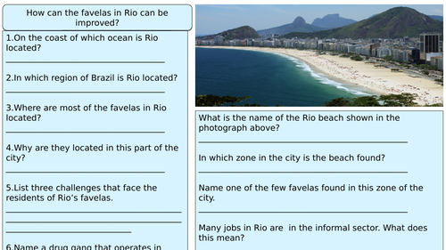 KS4 Changing Urban Environments Rio De Janeiro condensed case study ...