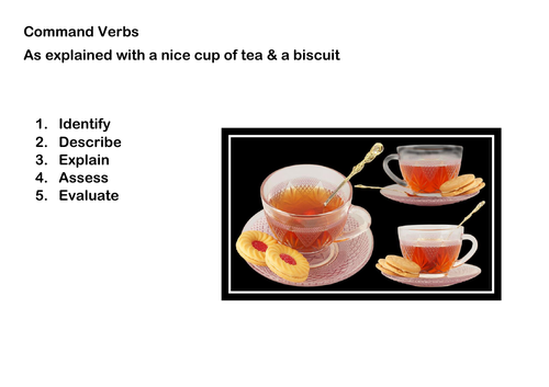 Command Verbs explained using a cup of tea and a biscuit | Teaching ...