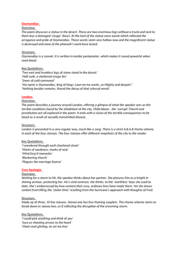 AQA- English Literature- Poetry Anthology (2018) | Teaching Resources