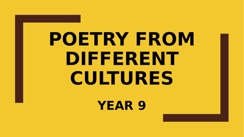 Year 9 poetry different cultures sow | Teaching Resources