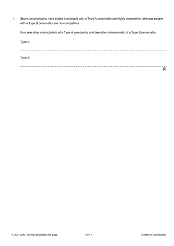 OCR A Level PE - Sports Psychology ILT2 - Attitude. | Teaching Resources