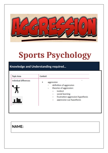 OCR A Level PE - Sports Psychology ILT5 - Aggression. | Teaching Resources
