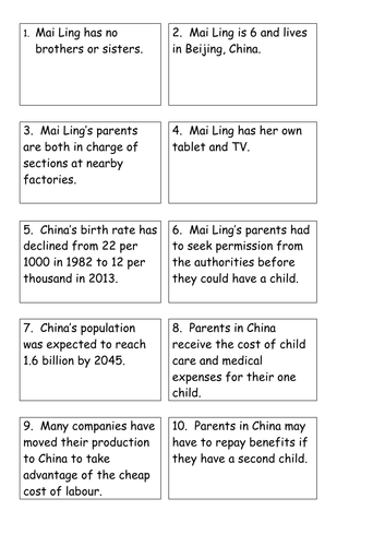 One Child Policy China Lesson | Teaching Resources