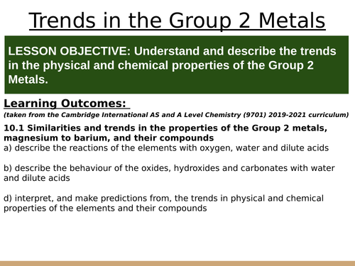 Inorganic Chemistry #4: Trends in the Group 2 Metals (Slides and ...
