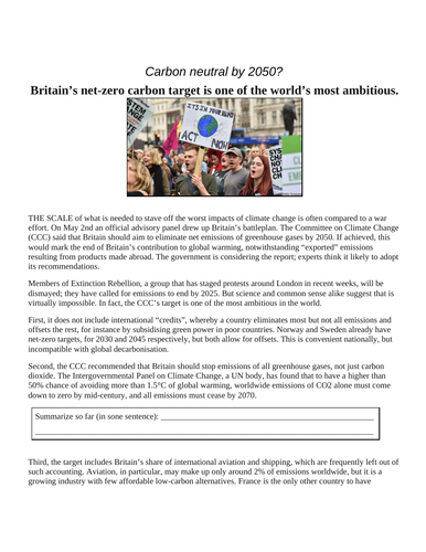 Climate Change Debate | Teaching Resources