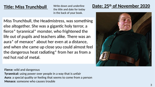 Miss Trunchbull year 7 description ppt | Teaching Resources