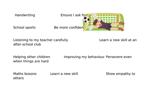 PSHE Goals Sheet | Teaching Resources