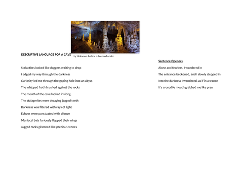 Descriptive writing mat for a cave | Teaching Resources