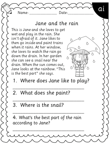 RWI Set 3 Phonics Reading Comprehension Worksheets: Boosting Skills and ...