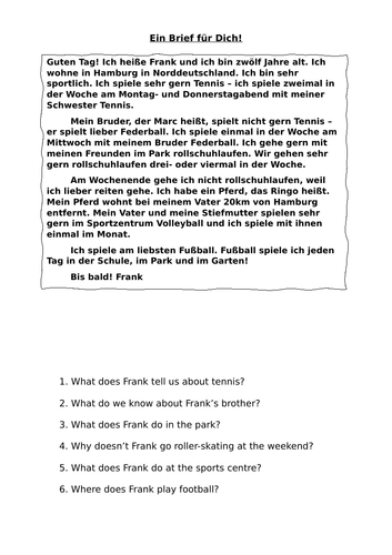 Y7 German Lesson 34 - Sport and Frequency | Teaching Resources