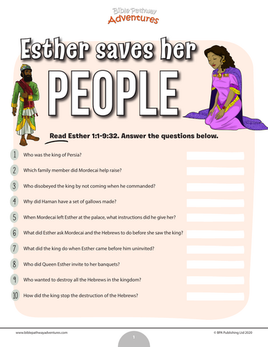 FREEBIE: Esther saves her people Bible quiz | Teaching Resources