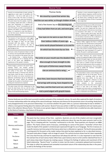 Neutral Tones Annotated Poem | Teaching Resources