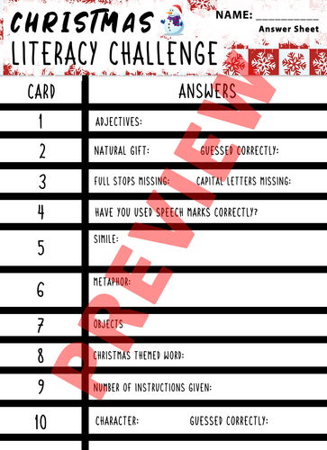 Christmas Literacy Challenge: Years 3 - 5 | Teaching Resources