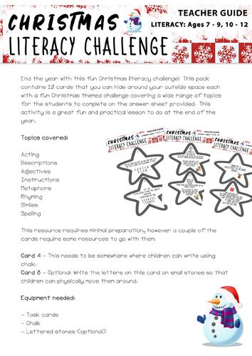 Christmas Literacy Challenge: Years 3 - 5 | Teaching Resources