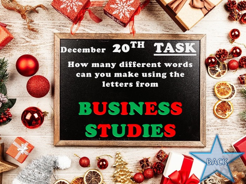 Business + Christmas Advent Calendar | Teaching Resources