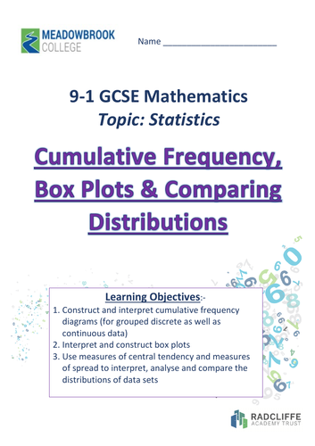 Cumulative Frequency, Box Plots & Comparing Distributions | Teaching Resources