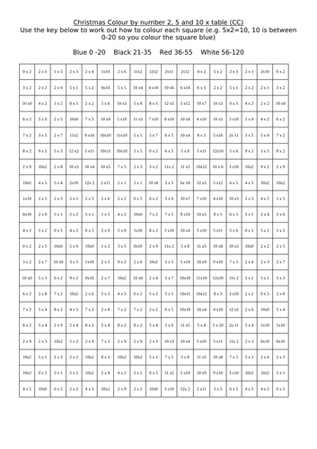 2, 5 and 10 x table Christmas Colour By Number (5 worksheets ...