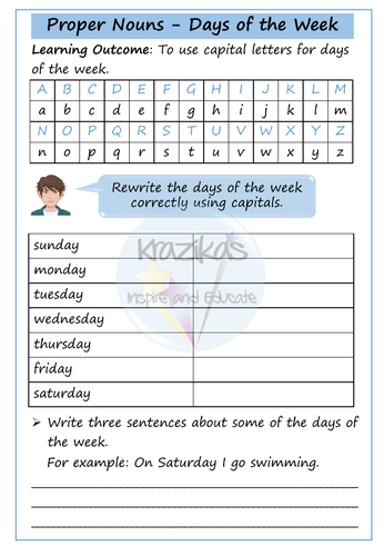 Entry Level 1 Functional Skills English - Writing - Capital Letters ...