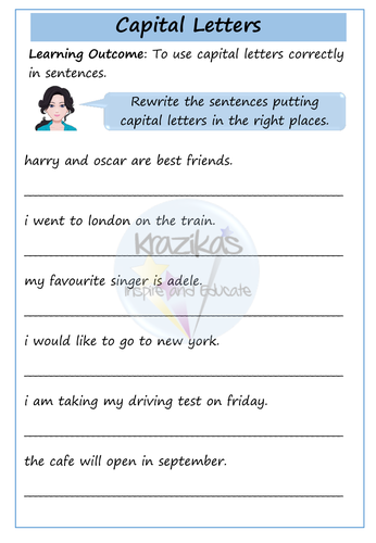 Entry Level 1 Functional Skills English - Writing - Capital Letters ...