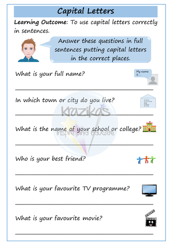Entry Level 1 Functional Skills English - Writing - Capital Letters ...