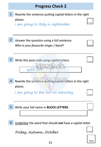Entry Level 1 Functional Skills English - Writing - Capital Letters ...