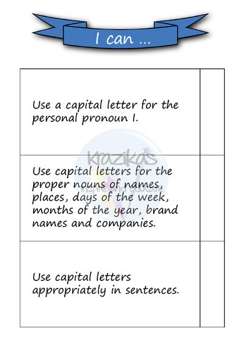 Entry Level 1 Functional Skills English - Writing - Capital Letters ...