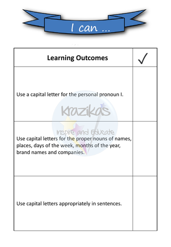 Entry Level 1 Functional Skills English - Writing - Capital Letters ...