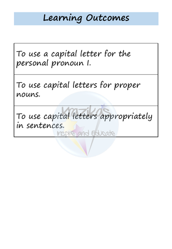 Entry Level 1 Functional Skills English - Writing - Capital Letters ...