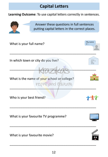 Entry Level 1 Functional Skills English - Writing - Capital Letters ...