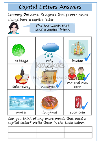 Entry Level 1 Functional Skills English - Writing - Capital Letters ...